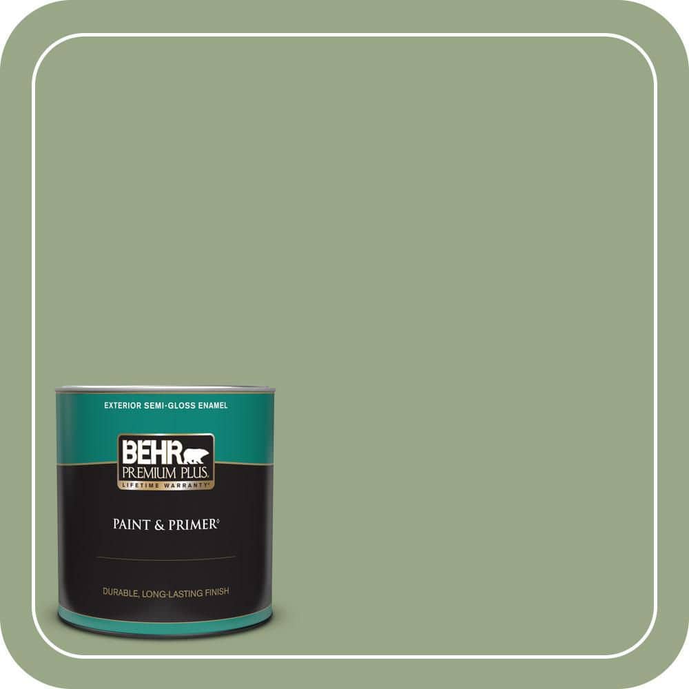 BEHR PREMIUM PLUS 1 qt. #MQ6-51 Fern Leaf Semi-Gloss Enamel Exterior ...