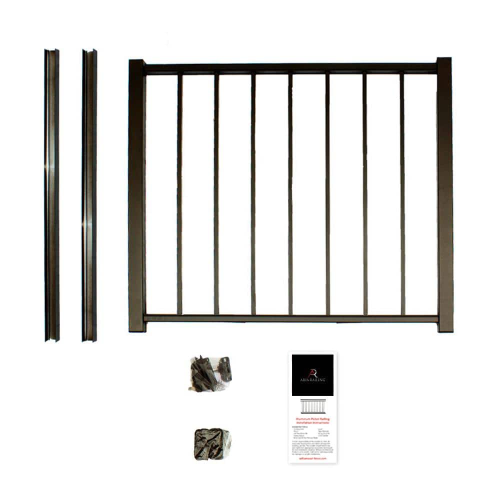 Aria Railing 40 in. x 36 in. Bronze Powder Coated Aluminum Preassembled ...