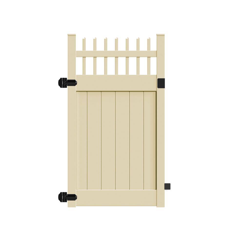 Barrette Outdoor Living Carson 4 ft. x 6 ft. Sand Vinyl Open Picket ...