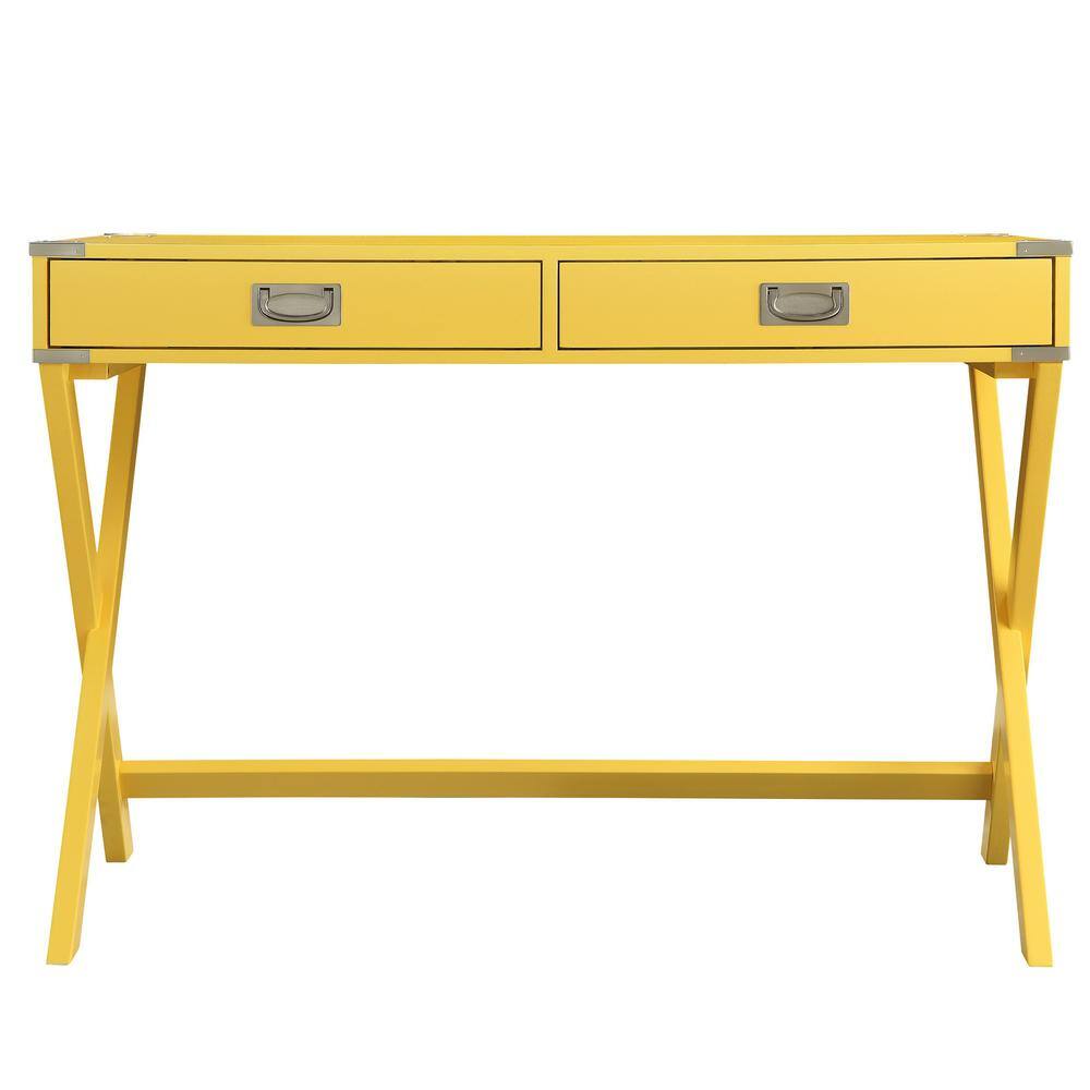 HomeSullivan 42 in. Banana Yellow X Base Wood Accent Campaign Writing ...
