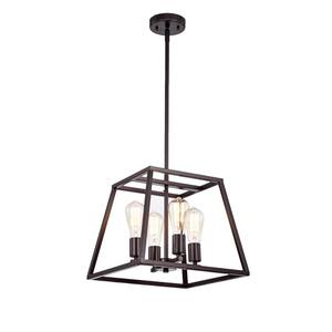 Hampton Bay Tallulah 4-Light Oil Rubbed Bronze Pendant Hanging Light, Dome Kitchen Pendant ...