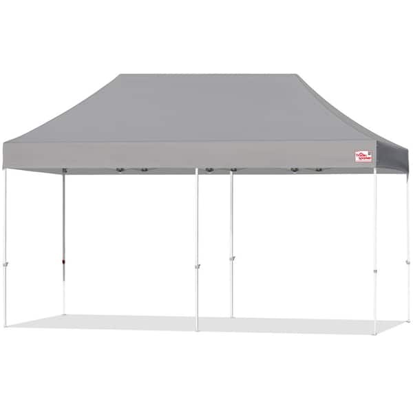 Tradesparker Commercial 10 ft. x 20 ft. Gray Pop Up Canopy Tent with ...