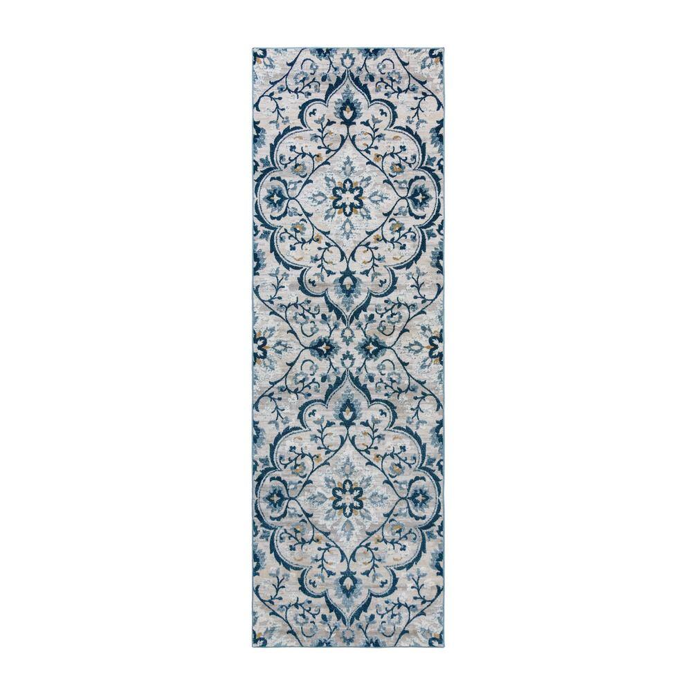 Gertmenian & Sons Quattro Tunny Blue 3 ft. x 8 ft. Medallion Indoor ...