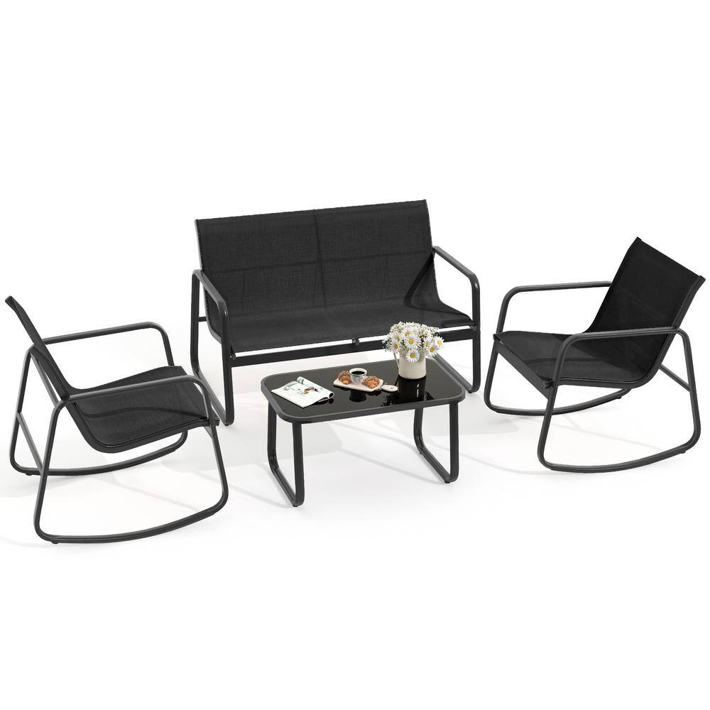 DEXTRUS 4 Piece Patio Outdoor Furniture Bistro Set with 1 Loveseat 2 ...