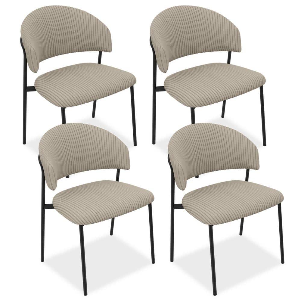 GOJANE Gray Corduroy Upholstered Dining Chairs with Metal Legs(Set of 4 ...