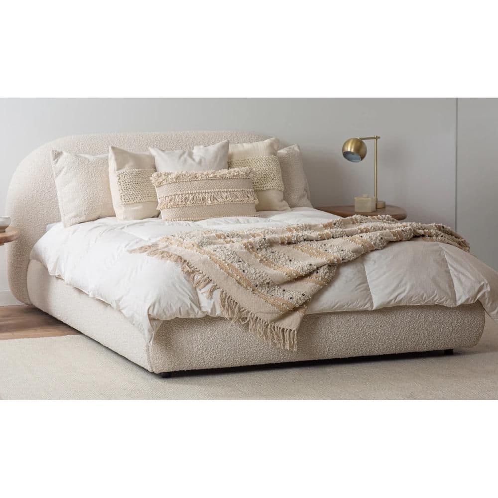 Poly and Bark Genoa Crema White Wood Frame King Size Platform Bed BD ...