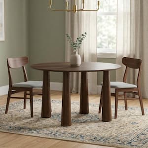 Dovelina Kathleen Wood Round Wood Top 60 in. 4 Legs Dining Table Seats ...