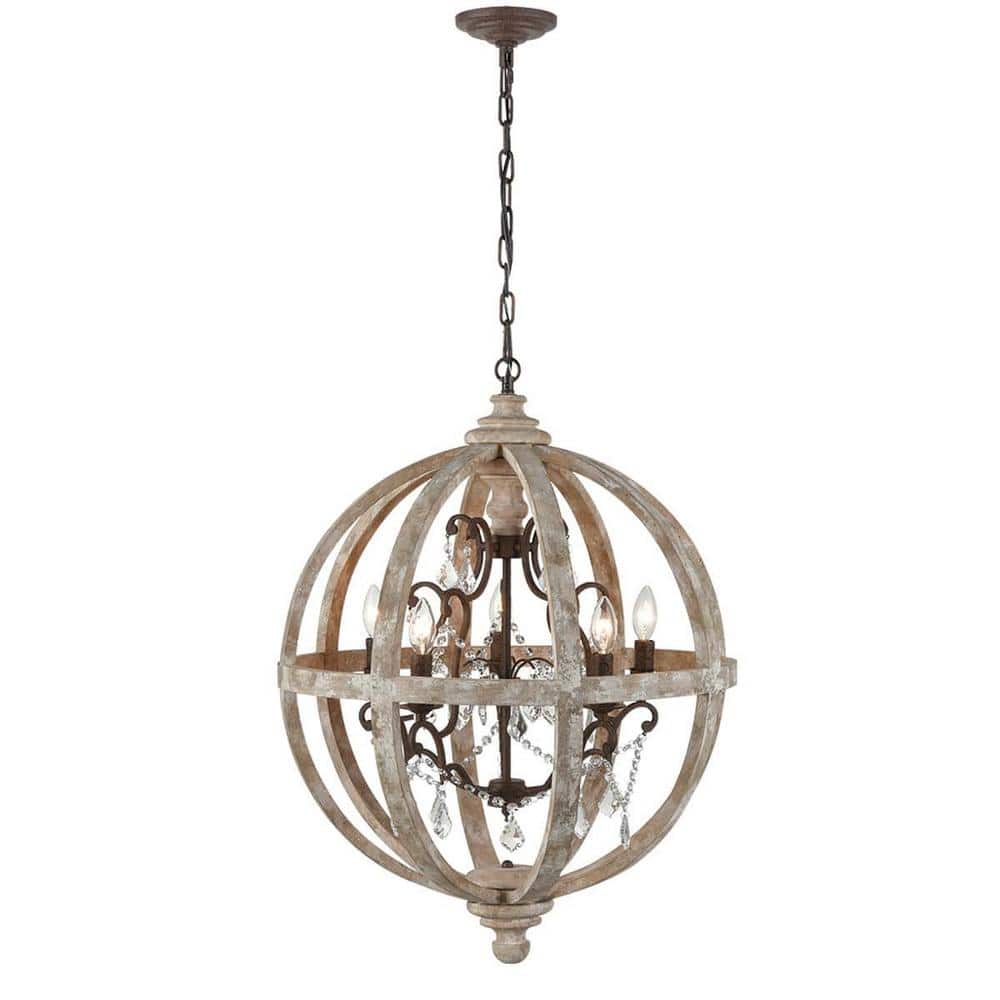 CLAXY 5-Light Grey No Decorative Accents Shaded Circle Chandelier for ...