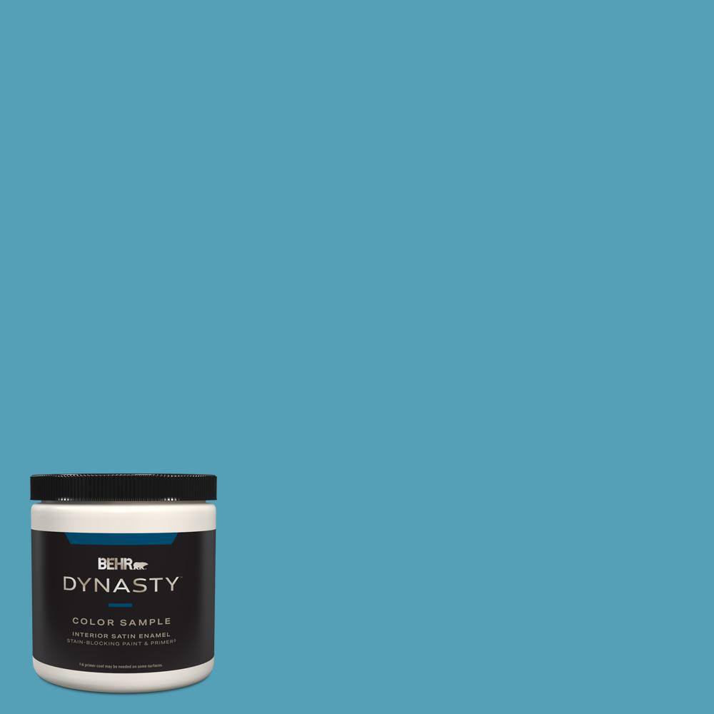 BEHR DYNASTY 8 oz. #M480-5A North Pole Blue One-Coat Hide Satin Enamel ...