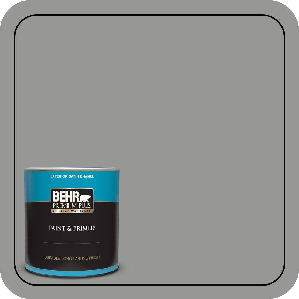 BEHR PREMIUM PLUS 1 qt. #PPU24-19 Shark Fin Satin Enamel Exterior Paint ...