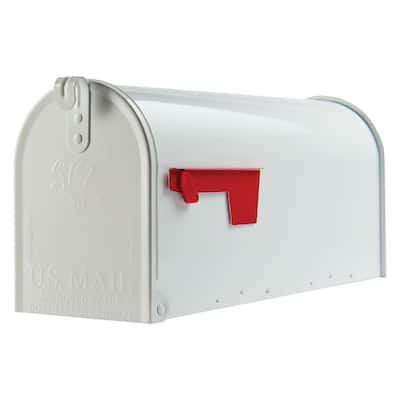 Gibraltar Mailboxes Elite White, Large, Steel, Post Mount Mailbox E1600W00