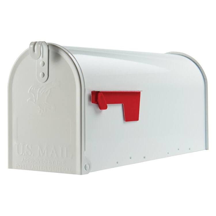 Gibraltar Mailboxes Elite White, Medium, Steel, Post Mount Mailbox ...