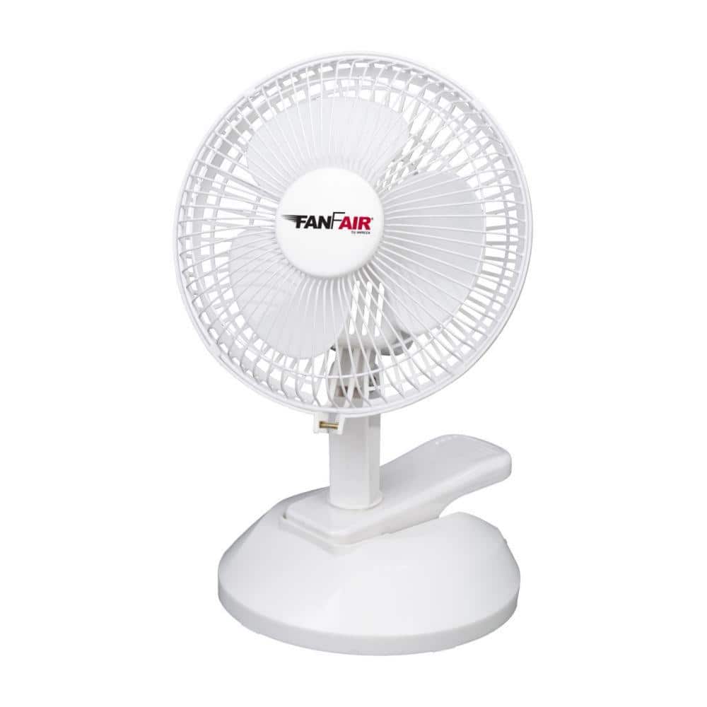 FANFAIR 6 in. 2 Speeds Table plus Clip Personal Fan in White ...