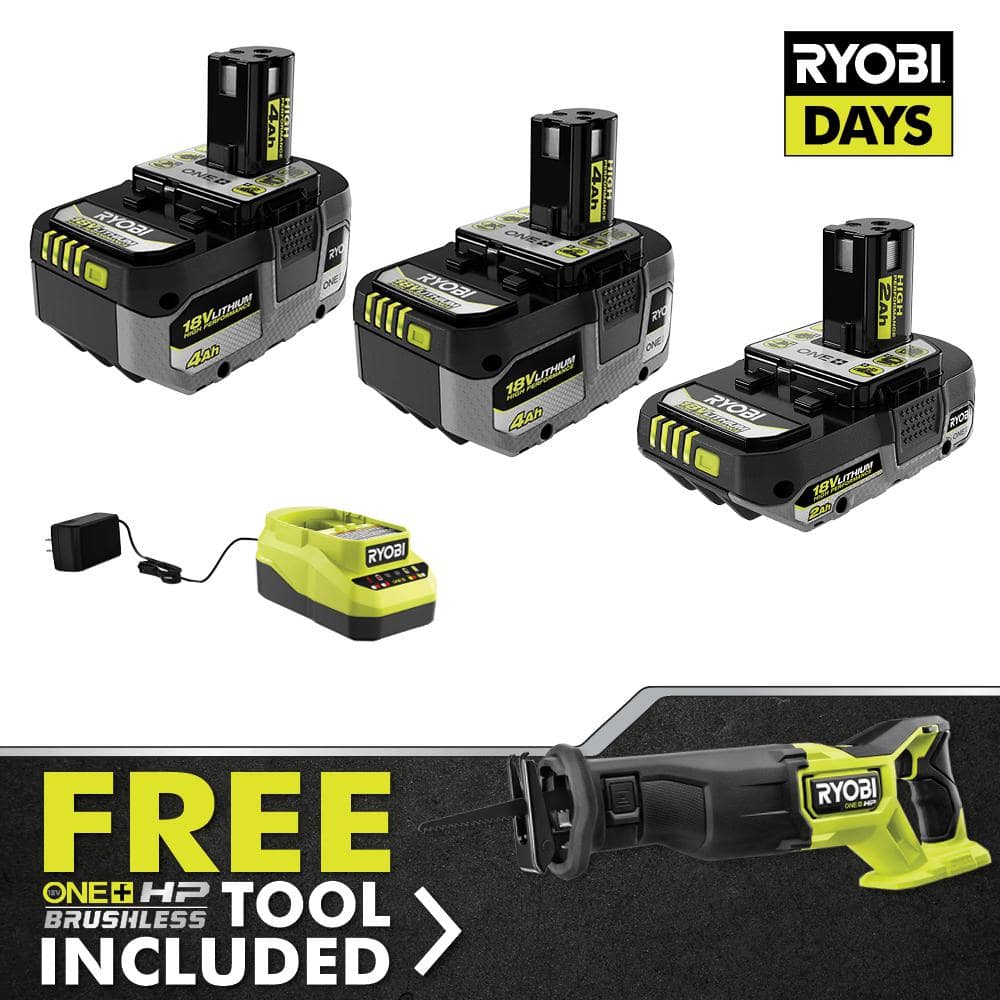 RYOBI ONE+ HP 18V Brushless Cordless Reciprocating Saw Kit with (2) 4.0 ...