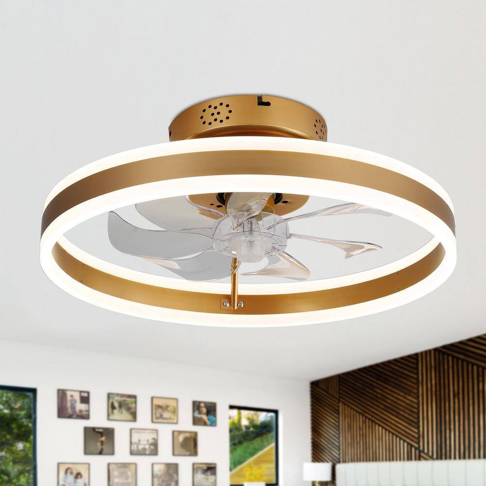 Oaks Aura 20 in. Integrated LED Indoor French Gold Modern Flush Mount ...