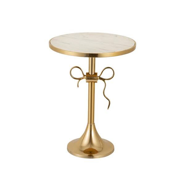 Mt. Dora 16 in. Brass Round Metal Accent Table HD-231025619 - The Home ...