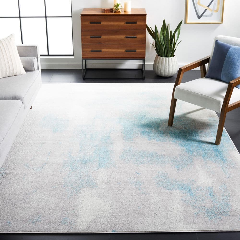 SAFAVIEH Skyler 8 ft. x 10 ft. Gray/Blue Watercolor Area Rug SKY141M-8 ...