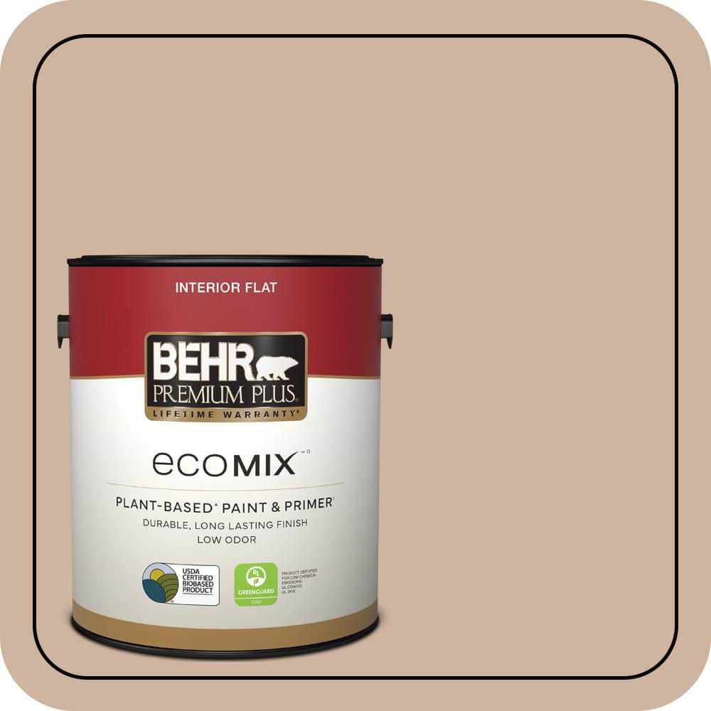 BEHR PREMIUM PLUS 1 gal. #BNC-01 Bauhaus Buff Flat EcoMix Plant-Based Interior Paint & Primer ...