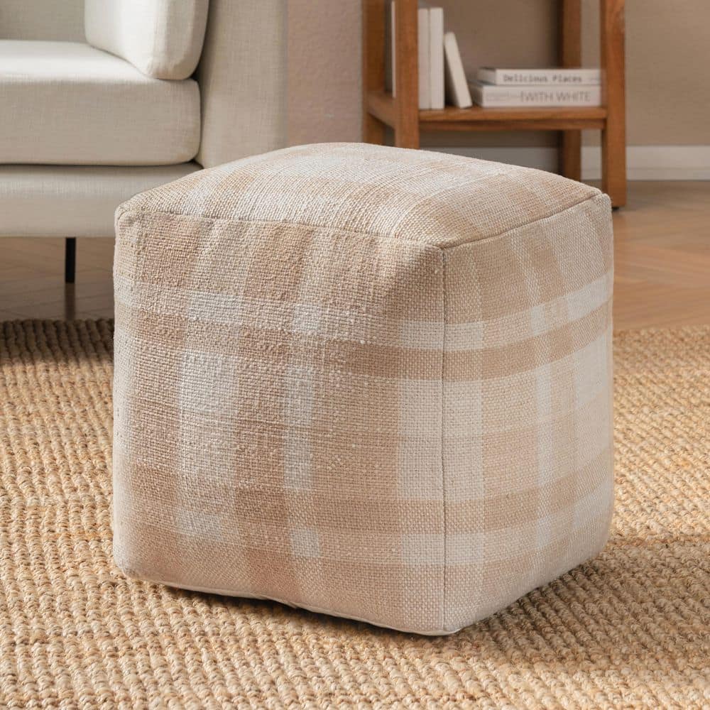 Anji Mountain Vireo 18' Light Brown Rectangular Upholstered Pouf ...