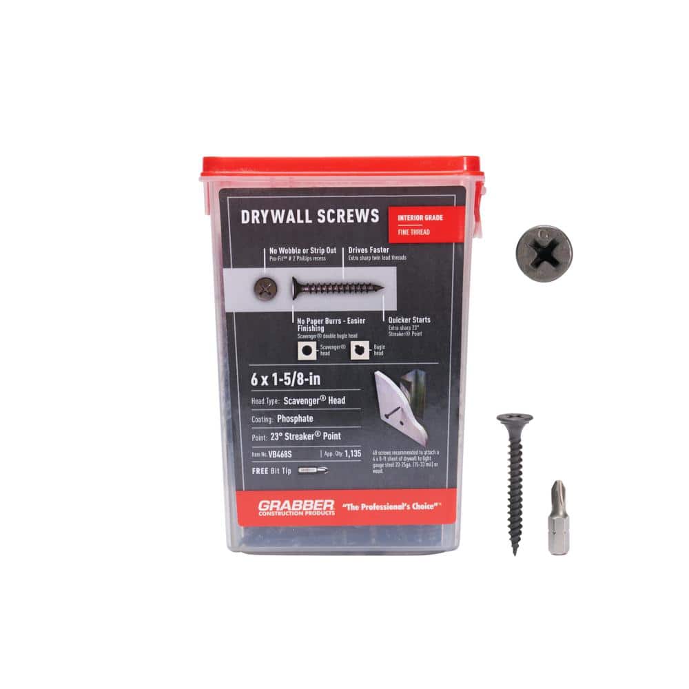 Grabber #6 x 1 5/8 in. Pillips Scavenger Head Drywall Screws (5 lb. box ...