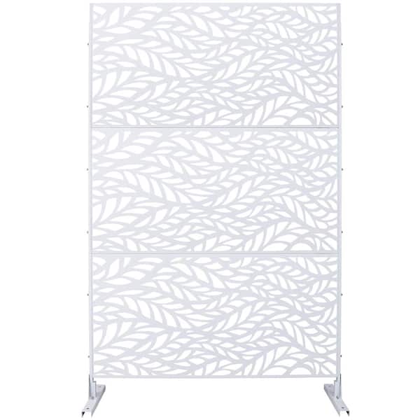 Kahomvis 6.3 ft. x 4 ft. White Outdoor Steel Decorative Privacy Screen ...
