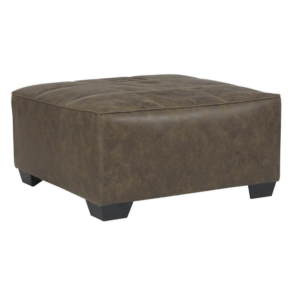 Benjara Brown Leather Rectangle Accent Ottoman Large BM210835 - The ...