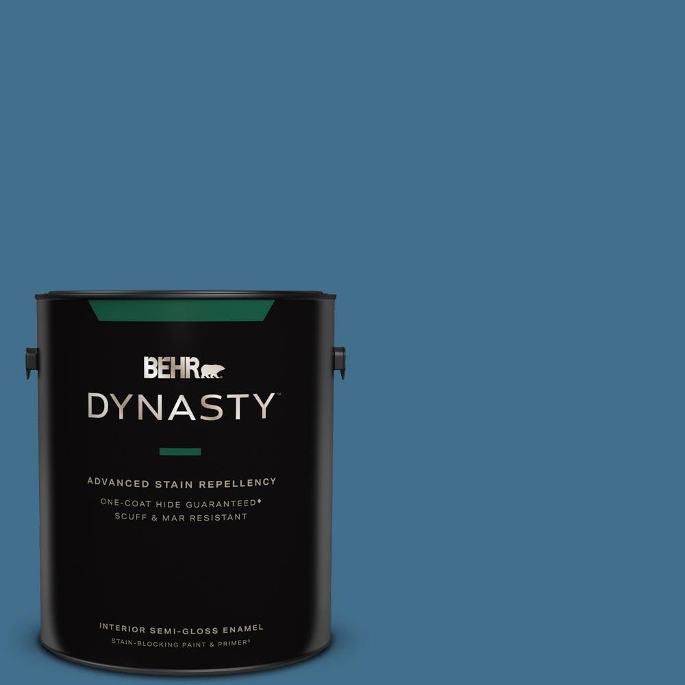 BEHR DYNASTY 1 gal. #M500-5 Sojourn Blue One-Coat Hide Semi-Gloss ...