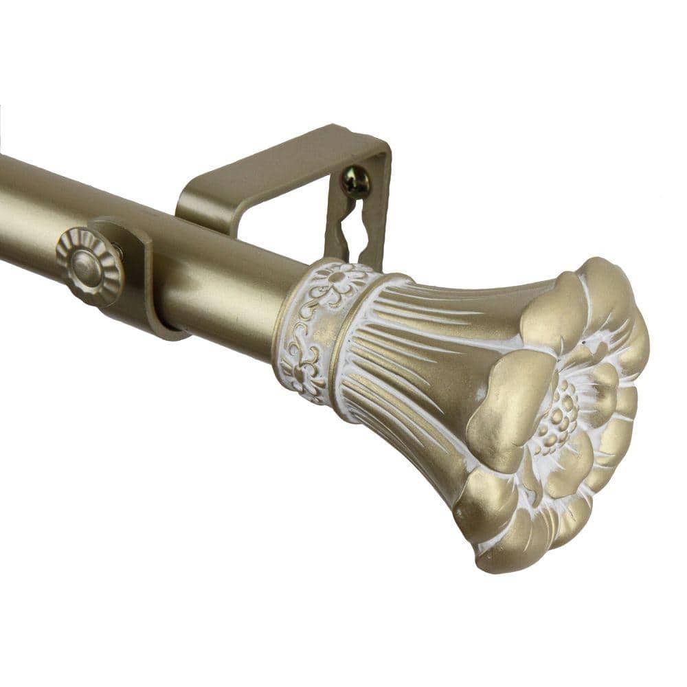 Rod Desyne 120 in. - 170 in. 1 in. Blossom Single Curtain Rod Set in ...