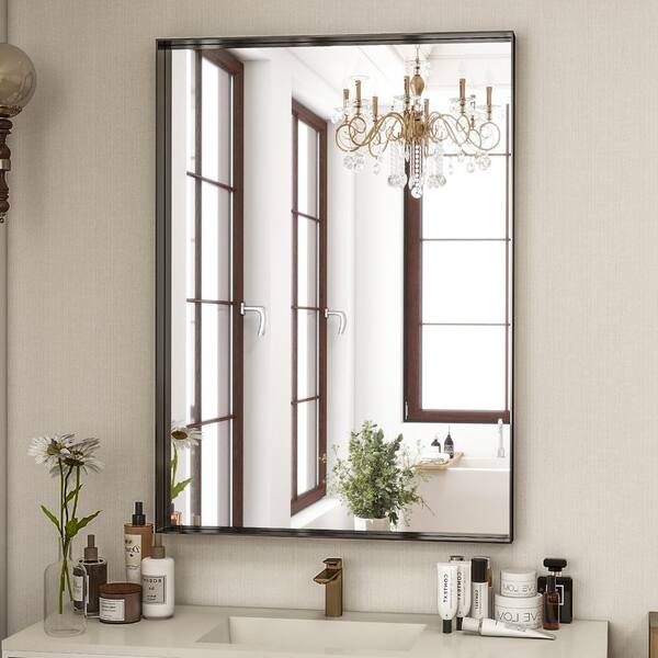 GLSLAND 24 in. W x 36 in. H Rectangular Modern Aluminum Alloy Deep ...