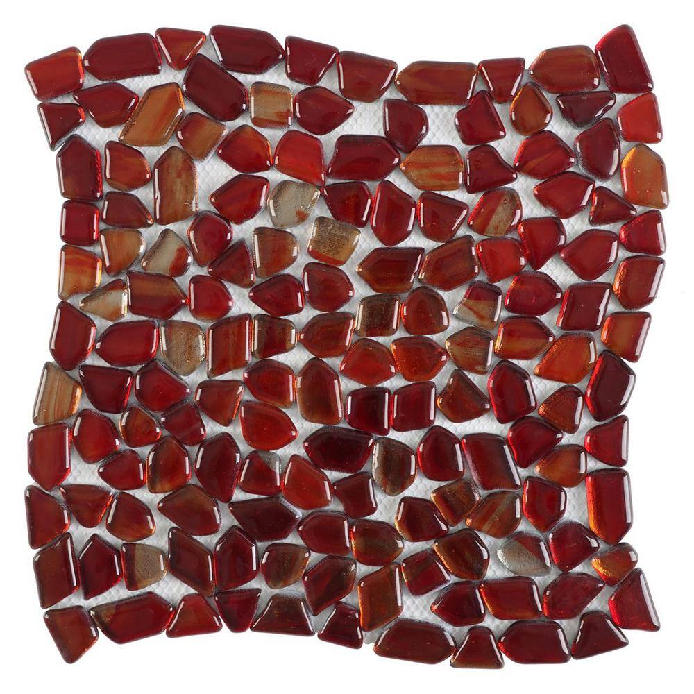 Ivy Hill Tile Fargin Pebble Sunset Red 4.32 in. x 0.24 in. Polished ...