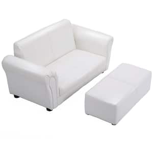 Costway Black Faux Leather Upholstery Kids Arm Chair Kids Sofa Couch Lounge with Ottoman QD 54 A1G3MW The Home Depot