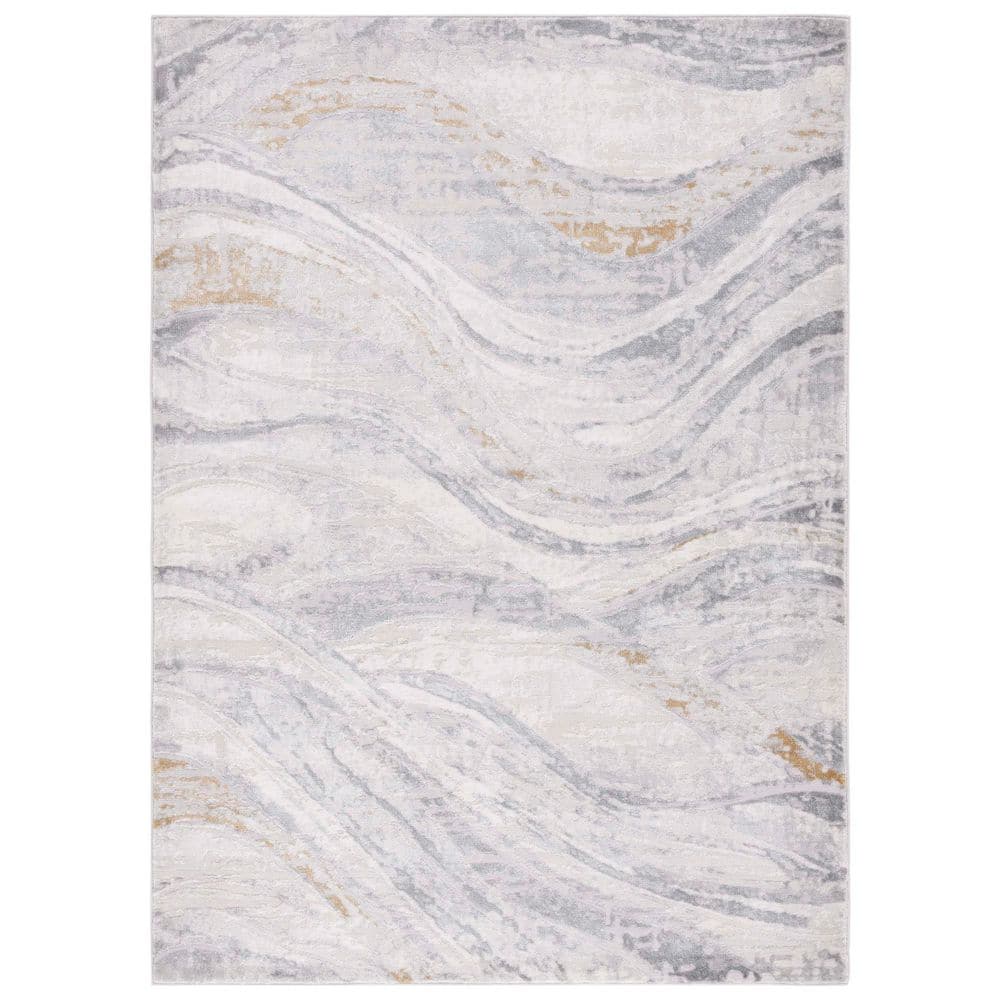 SAFAVIEH Palma 10 ft. x 14 ft. Beige/Light Gray Marble Swirl Area Rug ...