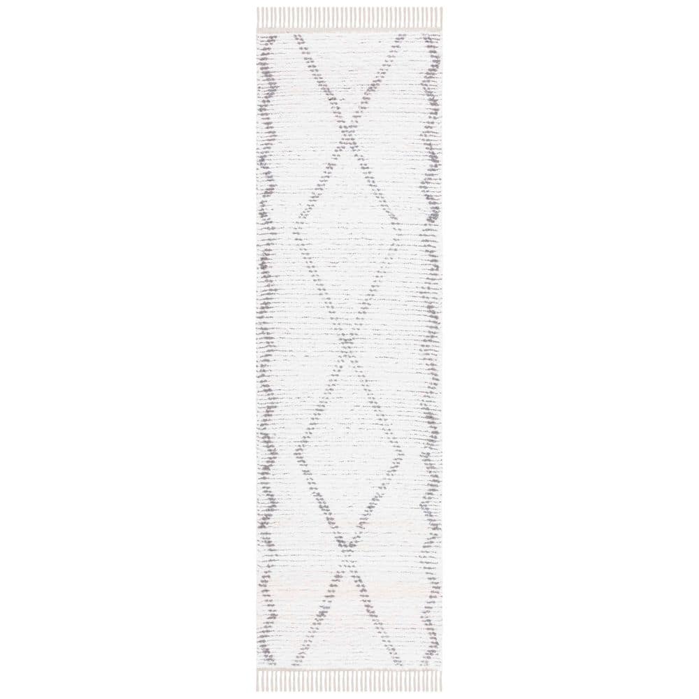 SAFAVIEH Casablanca 2 ft. x 8 ft. Ivory/Gray Zig-Zag Diamond Runner Rug ...
