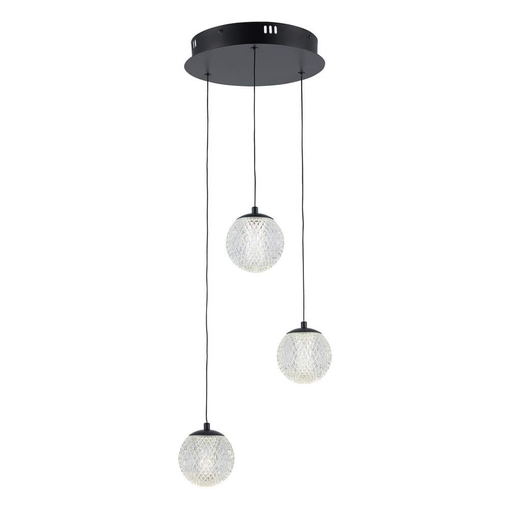 Bel Air Lighting Sunburst 3-Light Black Integrated LED Hanging ...