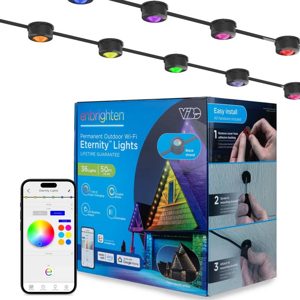 Reviews for Enbrighten 36 Light 50 ft. Outdoor Plug-in Integrated LED ...