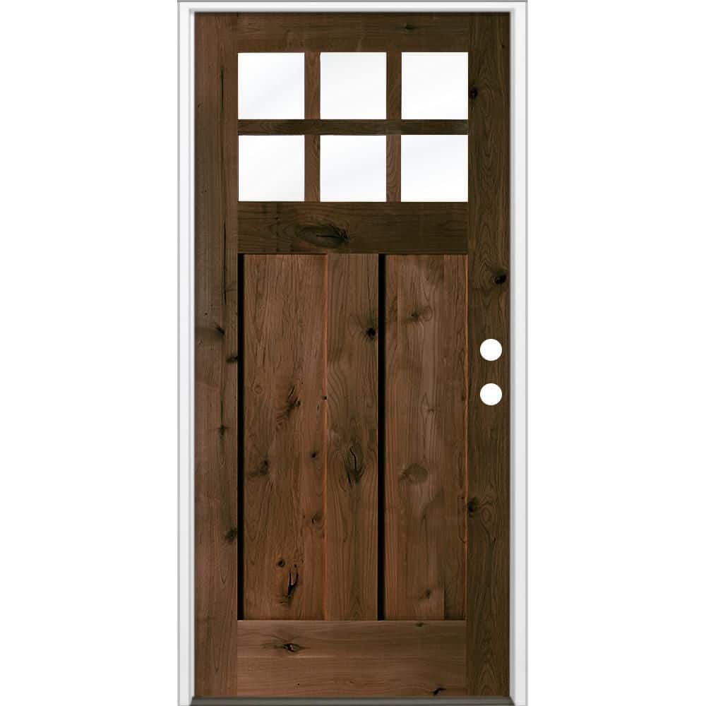 Krosswood Doors 36 in. x 80 in. Craftsman Knotty Alder Left-Hand ...