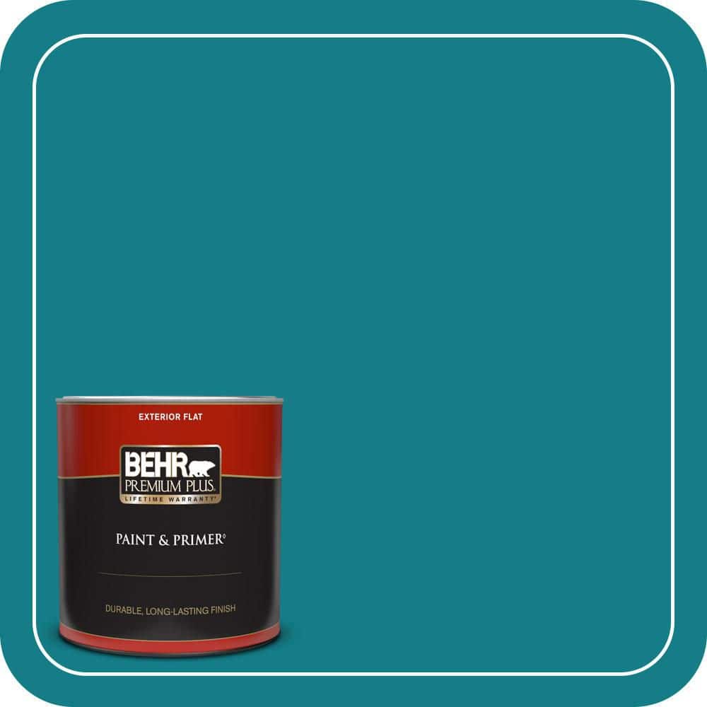 BEHR PREMIUM PLUS 1 qt. #PPU13-01 Caribe Flat Exterior Paint & Primer ...