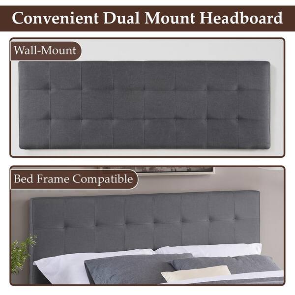 HOMESTOCK Light Gray Headboards for Full Size Bed Upholstered Tufted Bed Headboard Height Adjustable Full Headboard 18766HDN