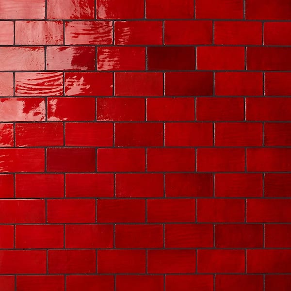 Ivy Hill Tile Orion Red 4 in. x 8 in. Handmade Glazed Ceramic Wall Tile ...
