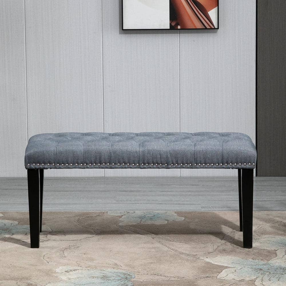 Maypex 38 in. Grey Upholstered Bench 300253-02-GR - The Home Depot