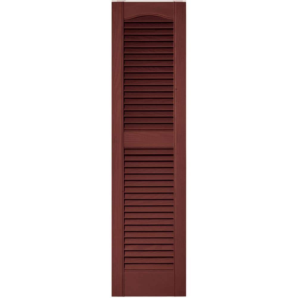 Builders Edge 12 in. x 48 in. Louvered Vinyl Exterior Shutters Pair in ...