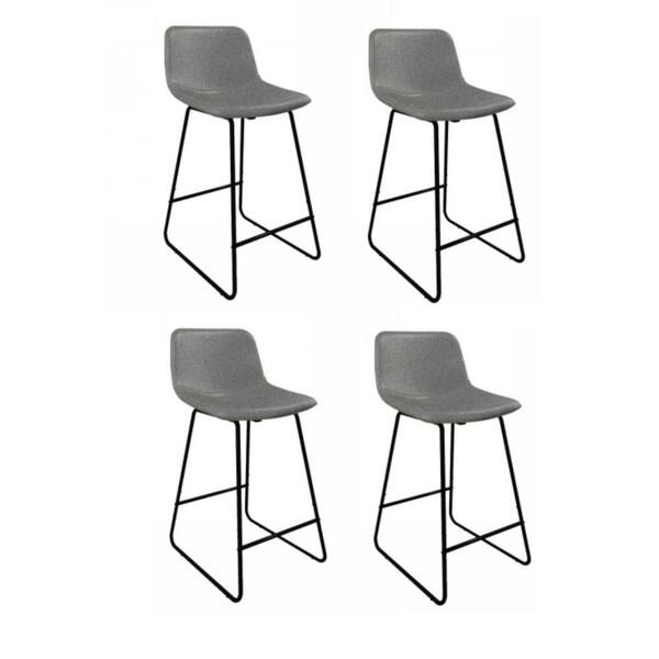 LUE BONA Alexander 30 in. Gray Bar Stools Low Back Metal Frame Counter ...