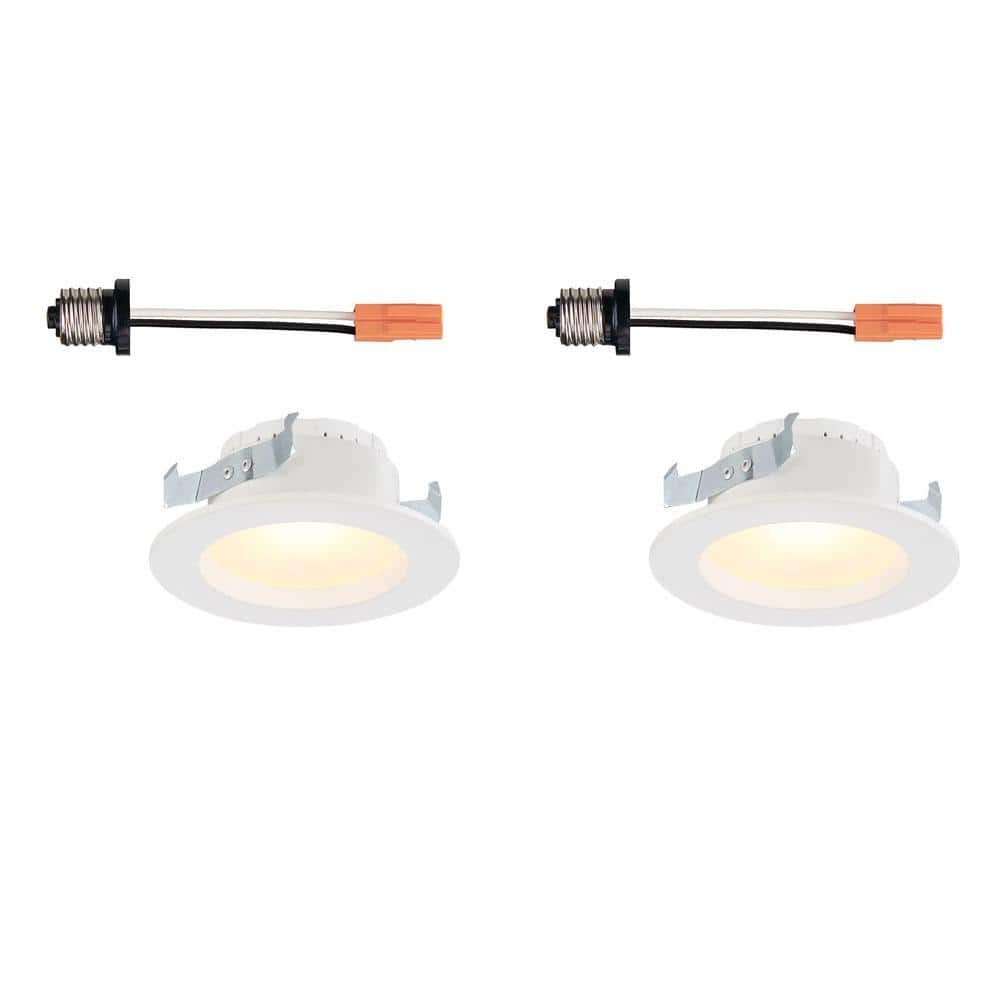Commercial Electric 4 in. White Integrated LED Recessed Can Light Trim ...