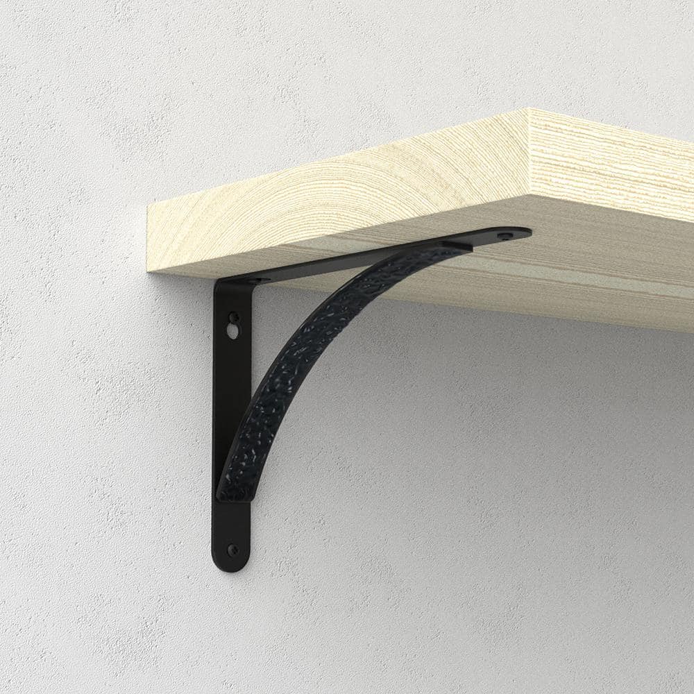 Home Decorators Collection 9 in. x 6.5 in. Hammered Arch Bracket, Black ...