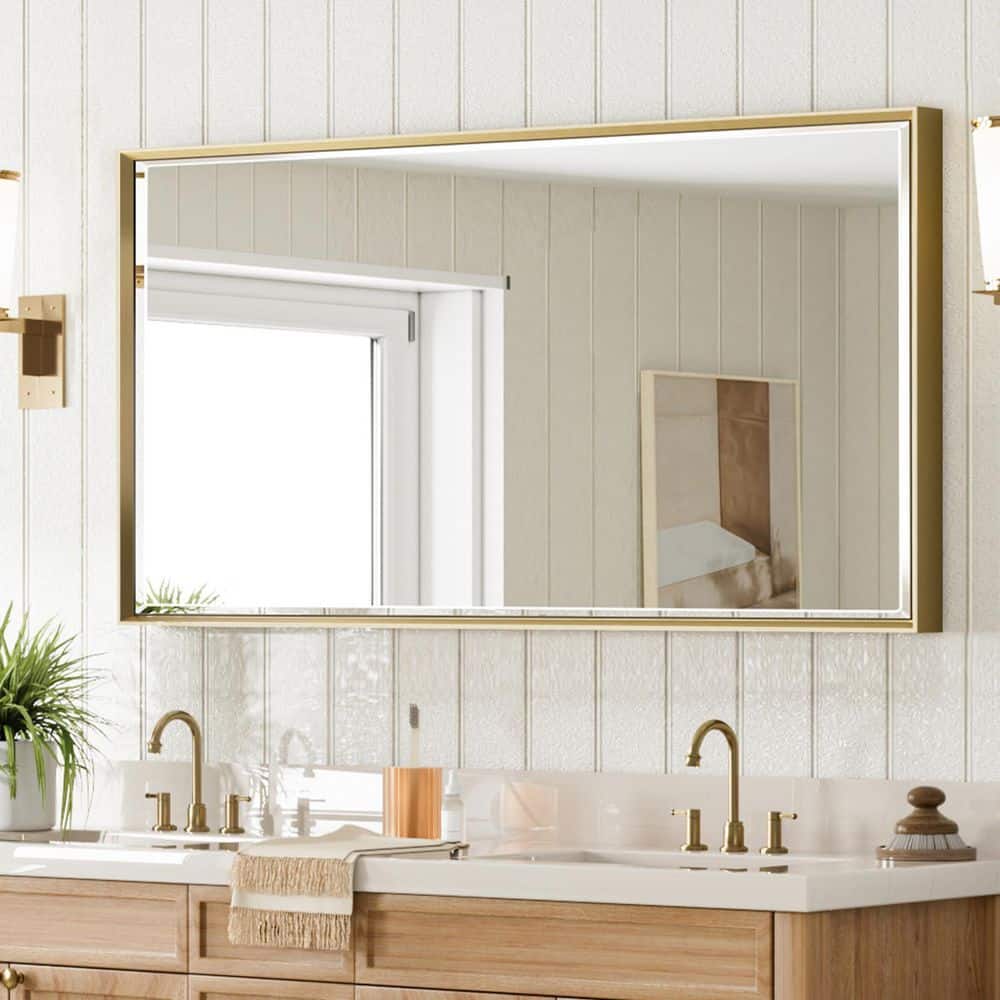 QueenFun QueenFun 48 in. W x 24 in. H Framed Rectangular Beveled Edge ...