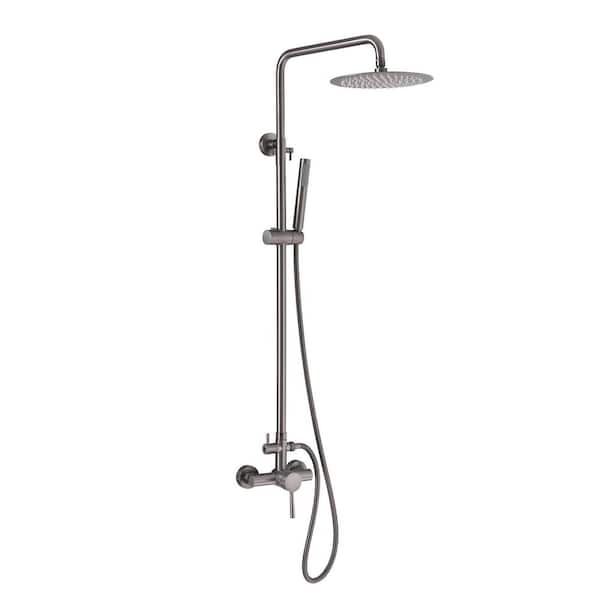 Tomfaucet 2-Spray Wall Bar Shower Kit with Hand Shower in Gun Grey ...