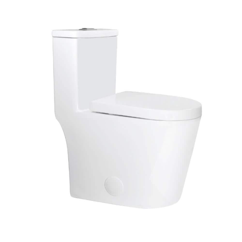 cadeninc Small Compact 23 in. 1-Piece 0.8/1.6 GPF Dual Flush Round ...