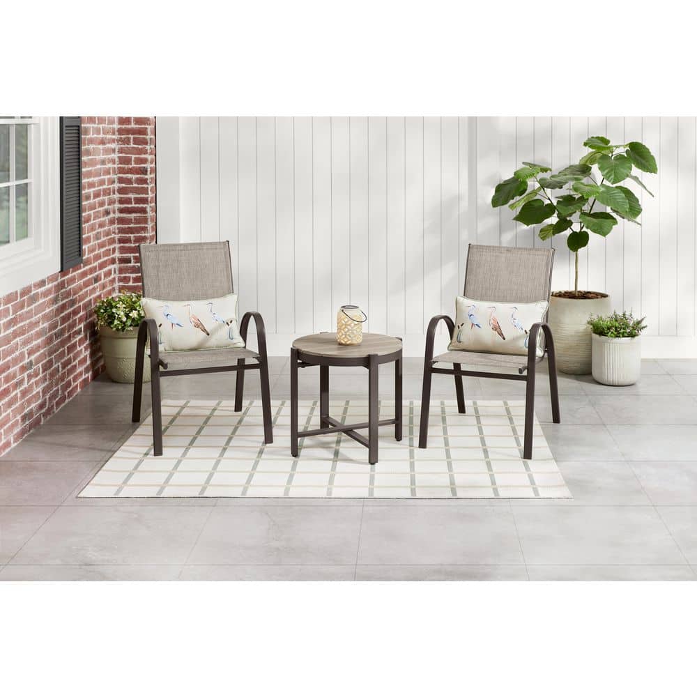 StyleWell Sandpoint Brown Round Metal 20 in. Outdoor Side Table DE2528B ...