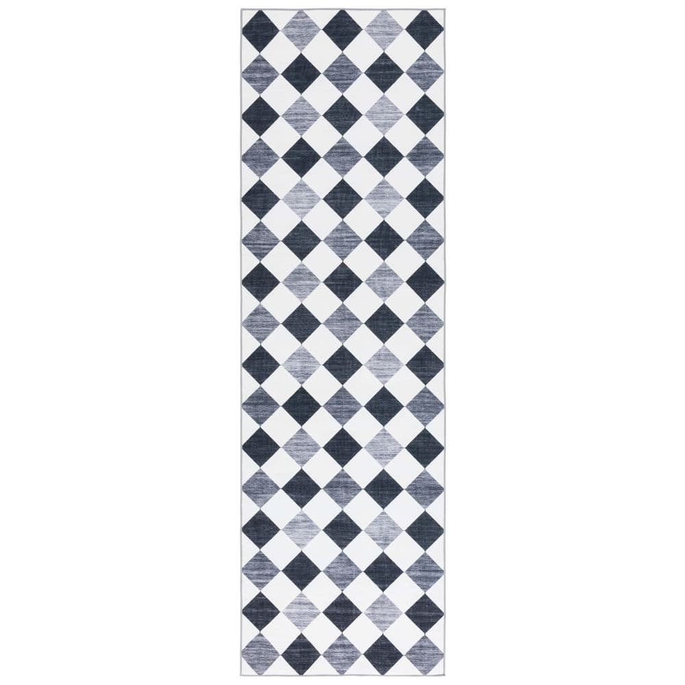 SAFAVIEH Santa Clara Ivory/Gray Black 3 ft. x 8 ft. Machine Washable ...