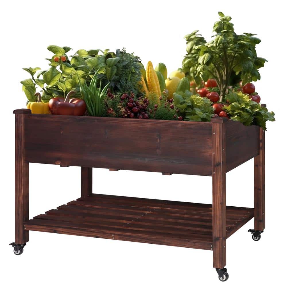 VEIKOUS 47 in. W x 22 in. D x 33 in. H Wood Raised Garden Bed with ...